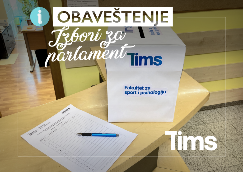 Izbori za Studentski parlament Fakulteta – Fakultet za sport i psihologiju – Tims.