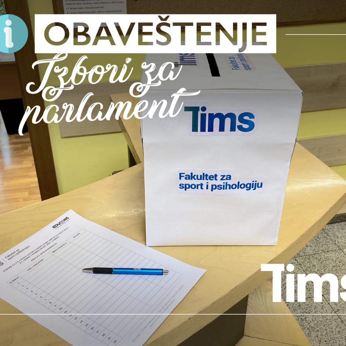 Izbori za Studentski parlament Fakulteta – Fakultet za sport i psihologiju – Tims.